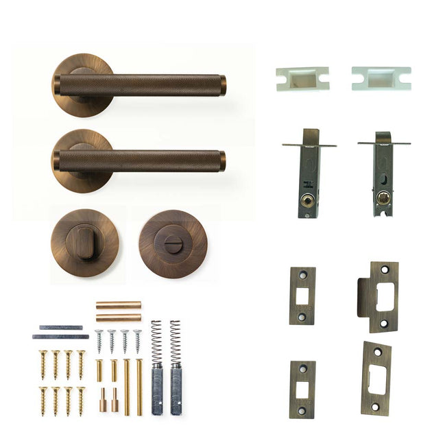 Momo Bellevue Knurled Lever Privacy Set - Bronze | Paddington Hardware