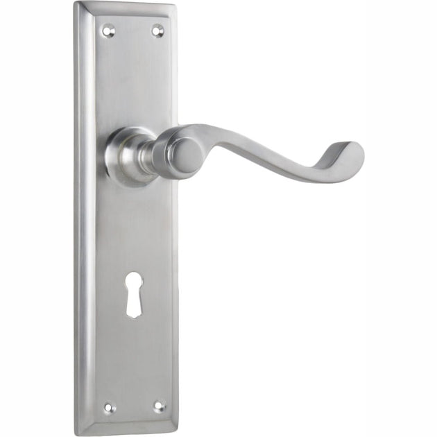 Door Lever Milton Lock Pair Satin Chrome | Paddington Hardware