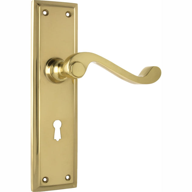 Door Lever Milton Lock Pair Polished Brass | Paddington Hardware