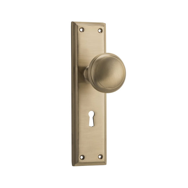 Door Knob Milton Lock Pair Satin Brass | Paddington Hardware