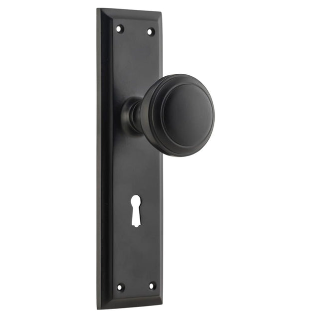 Door Knob Milton Lock Pair Matt Black | Paddington Hardware