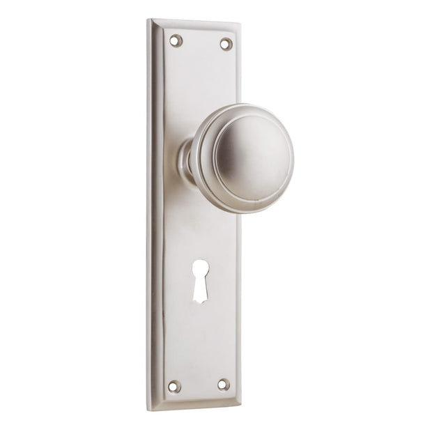 Door Knob Milton Lock Pair Satin Nickel | Paddington Hardware