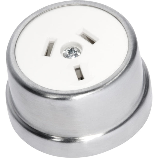 Socket Traditional White Mechanism Satin Chrome | Paddington Hardware