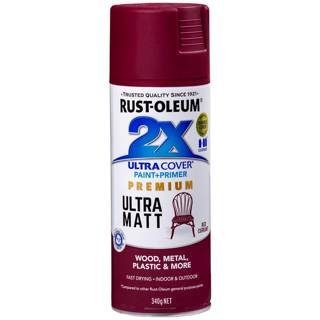 Rust-Oleum 2X Ultra Cover Matt Spray Paint Red Currant 340g ...